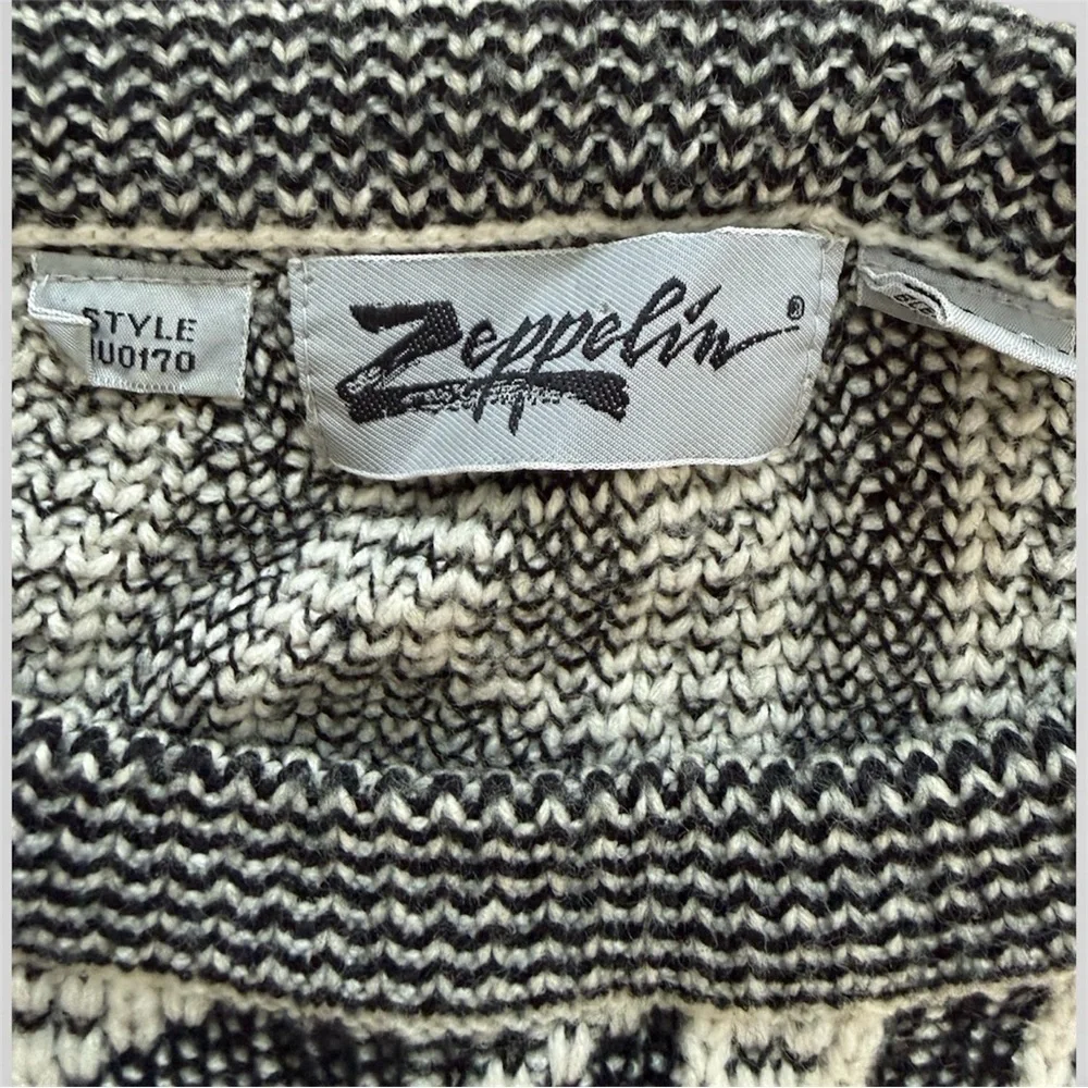 Zara | Sweaters | Vintage 98s Zeppelin Abstract Black White Crewneck ...
